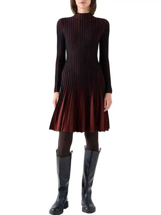 Akris Ribbed Virgin Wool Dress - Black-copper