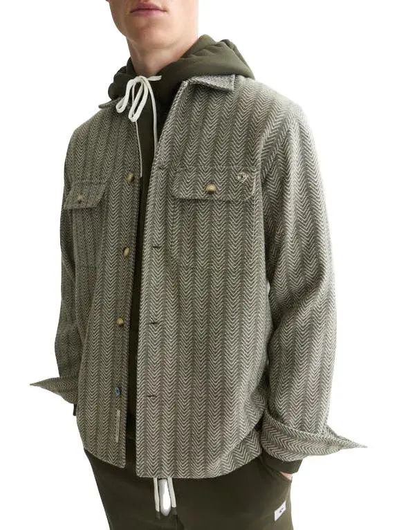 Scotch & Soda Herringbone Jacquard Relaxed Fit Shirt - Dark Forest