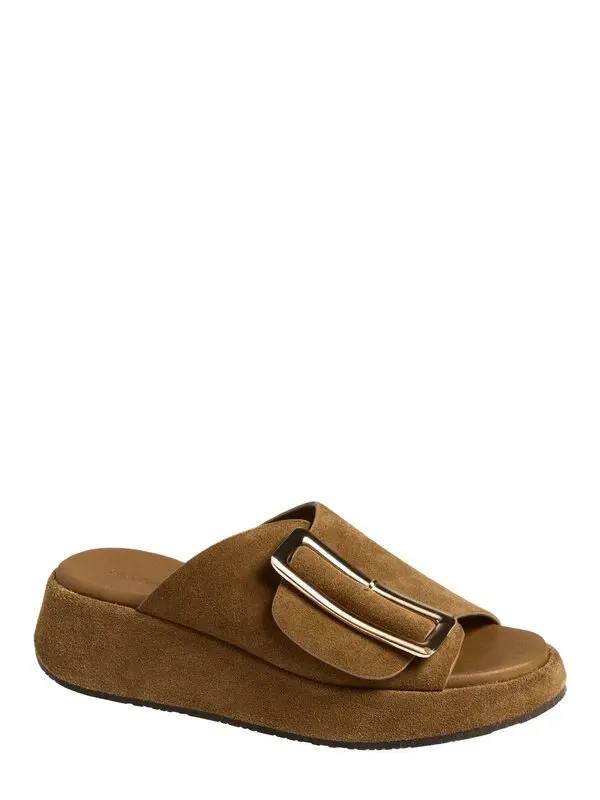 CHOCOLAT BLU Elara Platform Slide Sandal - Camel Suede