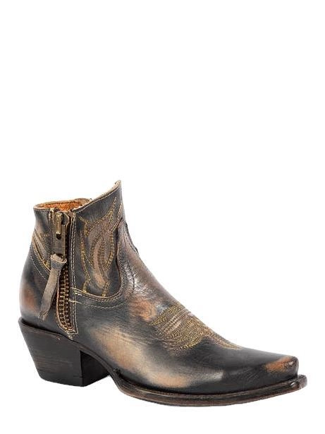 FREEBIRD Wolfie Western Bootie With Stacked Heel - Black
