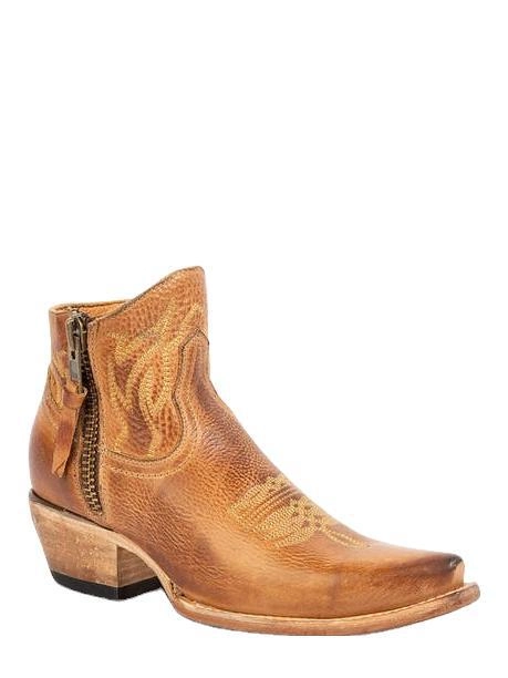 FREEBIRD Wolfie Western Bootie With Stacked Heel - Wheat