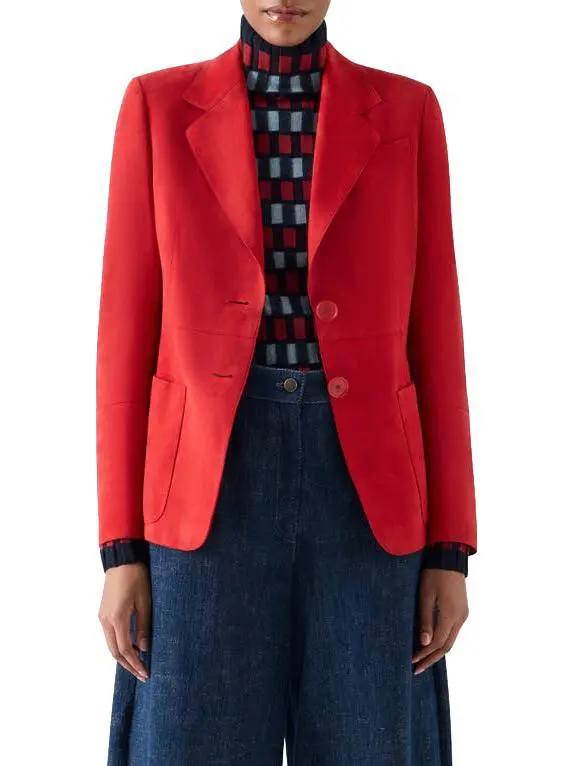 Akris Tailored Suede Blazer - Rusty Red