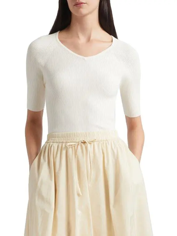 Max Mara Rib Short Sleeve Sweater - Ecru