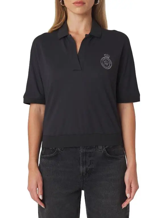 WILLIAMS ATHLETIC CLUB Megan Lifestyle Cropped Polo - Black