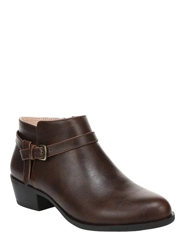 LIFESTRIDE Ada Faux Leather Ankle Bootie - Brown