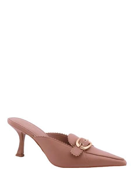 SHU SHOP Natasha Pointed Toe Mule With Oversized Buckle - Nude