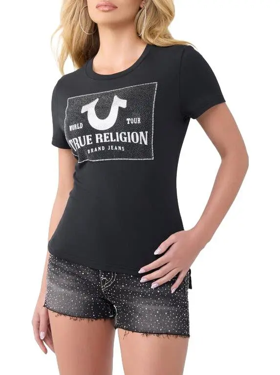 True Religion Crystal Classic Crewneck T-shirt - Jet Black