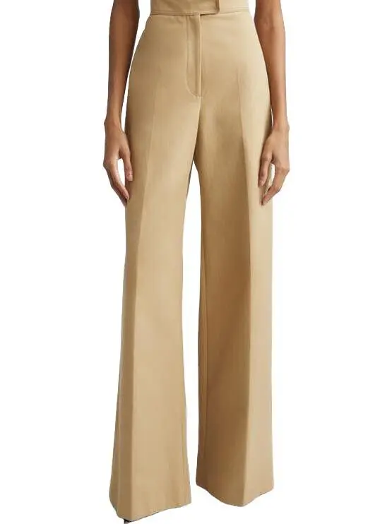 Carolina Herrera Diane Backstrap High Waist Wide Leg Pants - Birch
