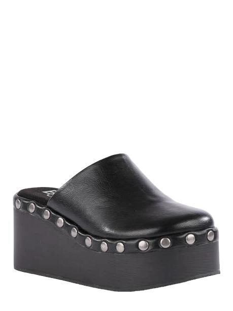 Bc Footwear Faux Leather Platform Clogs With Stud Detailing - Black