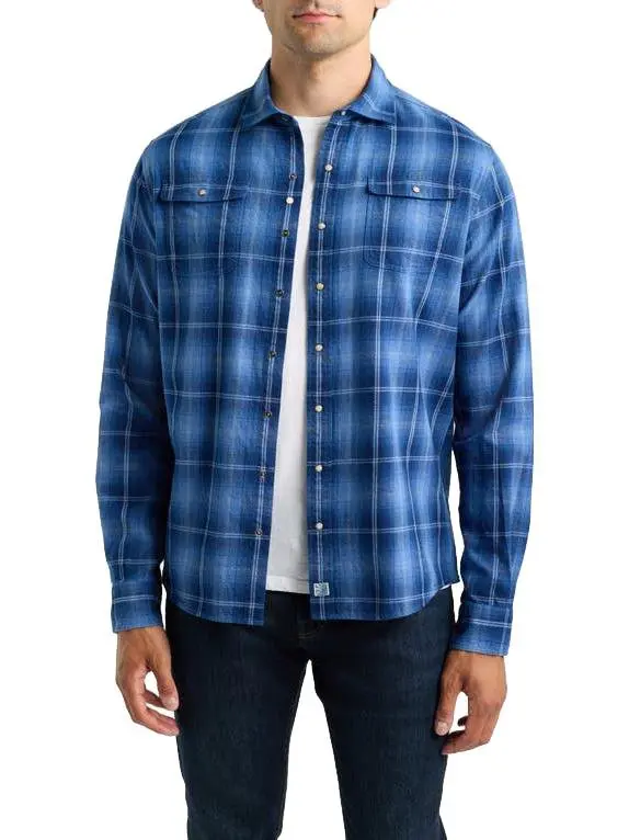 Johnnie-o Snap Indigo Plaid Cotton Shirt - Lake