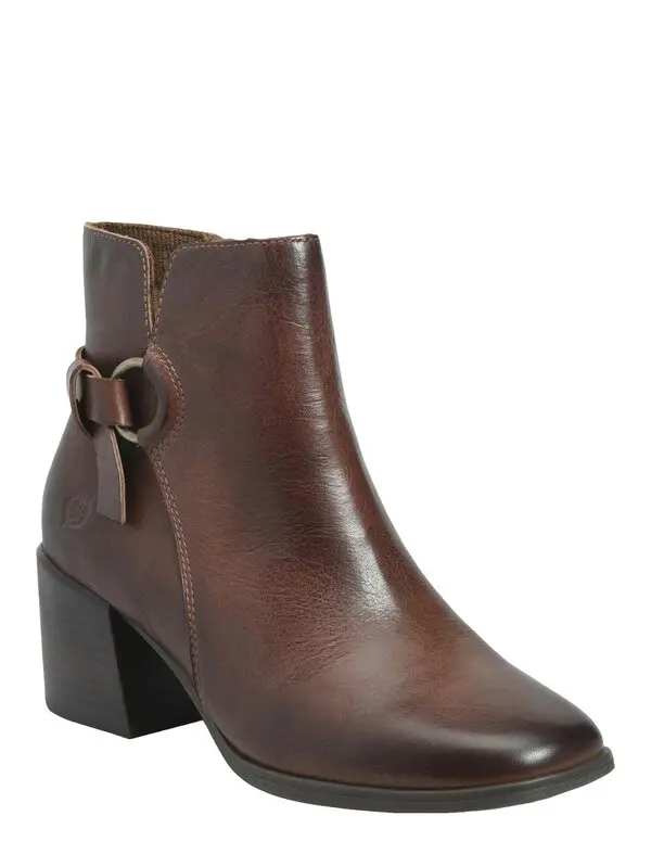 BØRN Livvy Block Heel Suede Ankle Boot - Brown Leather