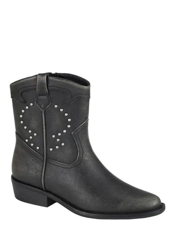 BARETRAPS Nova Western Ankle Boots With Stud Embellishments - Black