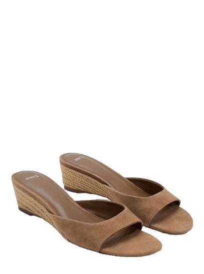 Mango Espadrille Wedge Slide Sandals - Sand