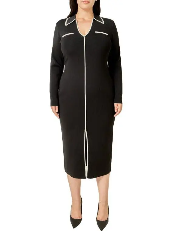 Endless Rose Piped Midi Dress - Black