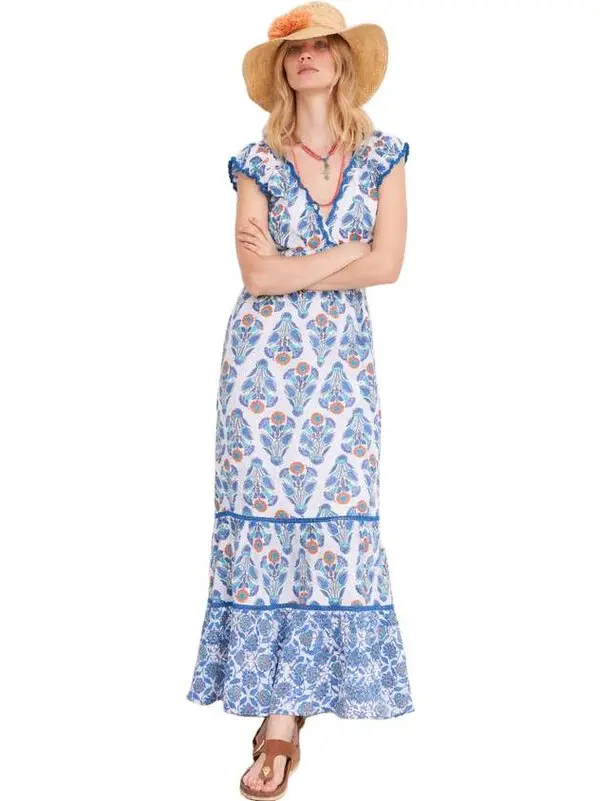 RO'S GARDEN Hilda Midi Dress - Blue Layla