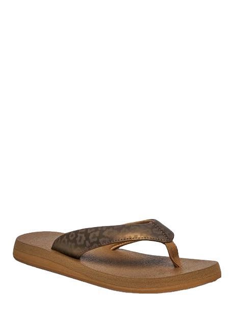 Sanuk Leather Yoga Mat Ii Flip Flops - Leopard Metallic