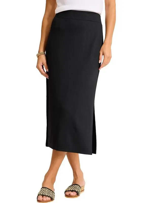 Tommy Bahama Drapey Ponte Midi Skirt - Black