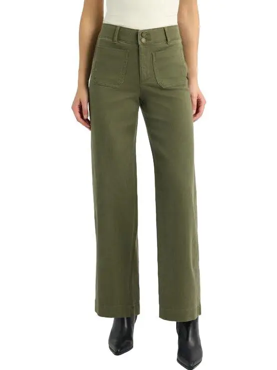 Wit & Wisdom Patch Pocket High Waist Wide Leg Pants - Forest Moss