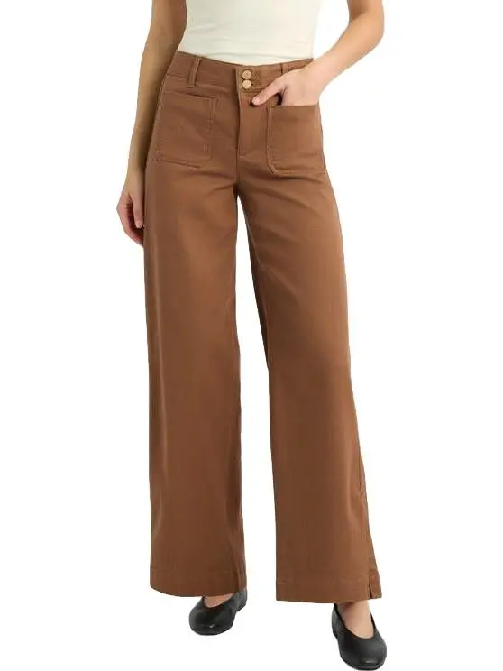 Wit & Wisdom Patch Pocket High Waist Wide Leg Pants - Raw Umber