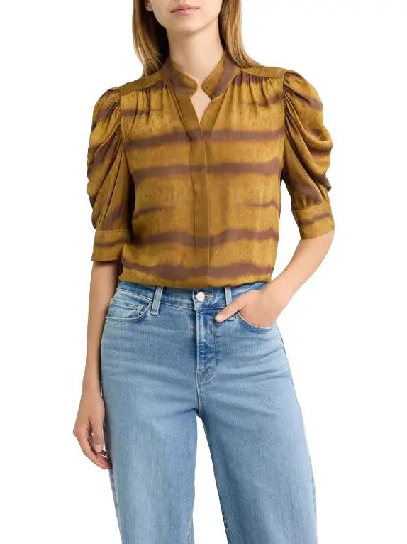 FRAME The Gillian Silk Top - Light Tiger Multi