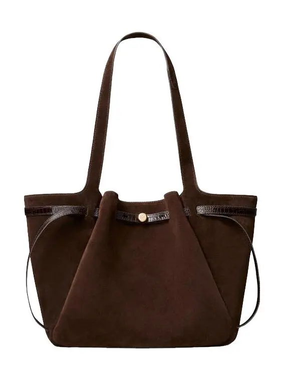 Tory Burch Romy Suede Tote - Dark Cocoa