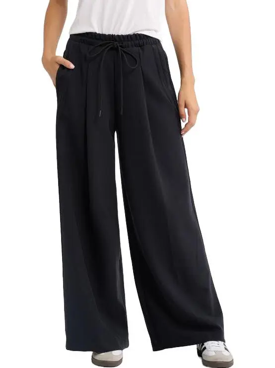 ADIDAS ORIGINALS Wide Leg Drawstring Jersey Pants - Black
