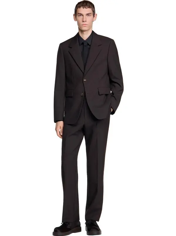 Sandro Virgin Wool Suit Jacket - Chocolate