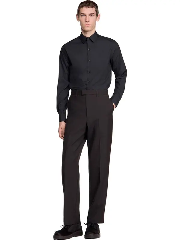 Sandro Virgin Wool Straight-fit Suit Trousers - Chocolate