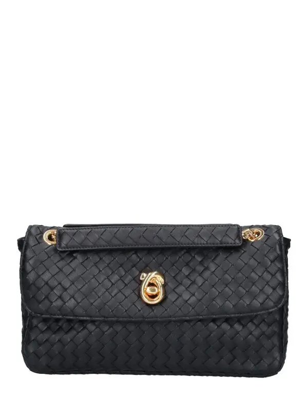 Bottega Veneta Madison" Woven Leather Shoulder Bag - Black