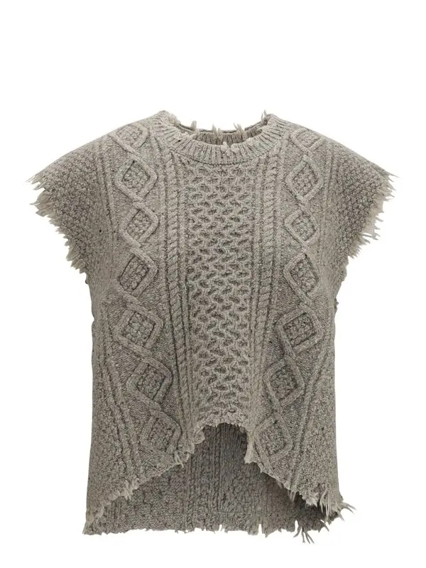 R13 Wool Cable Knit Vest - Beige