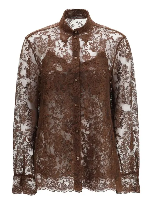 Ermanno Scervino Lace Button-up Shirt - Brown