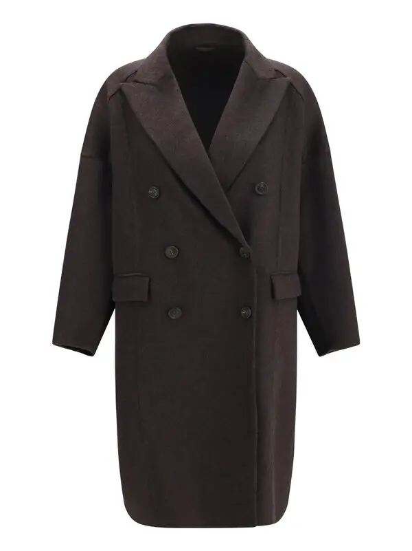 Brunello Cucinelli Cashmere Double Breasted Coat - Brown