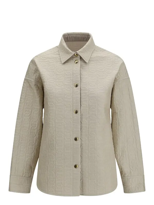 Moncler Quilted Chain Motif Padded Shirt Jacket - Cream