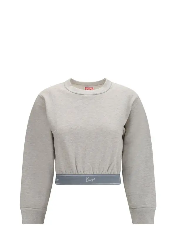 Kenzo Cropped Sweatshirt With Embroidered Logo - Grey
