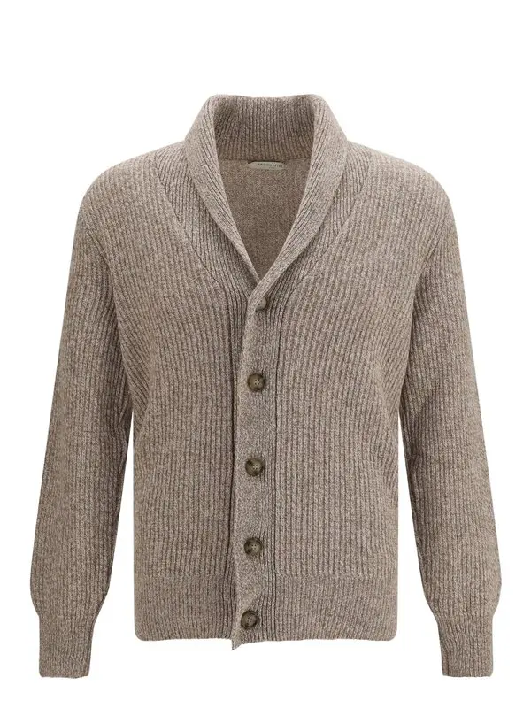 BROOKSFIELD Virgin Wool Shawl Collar Cardigan - Beige