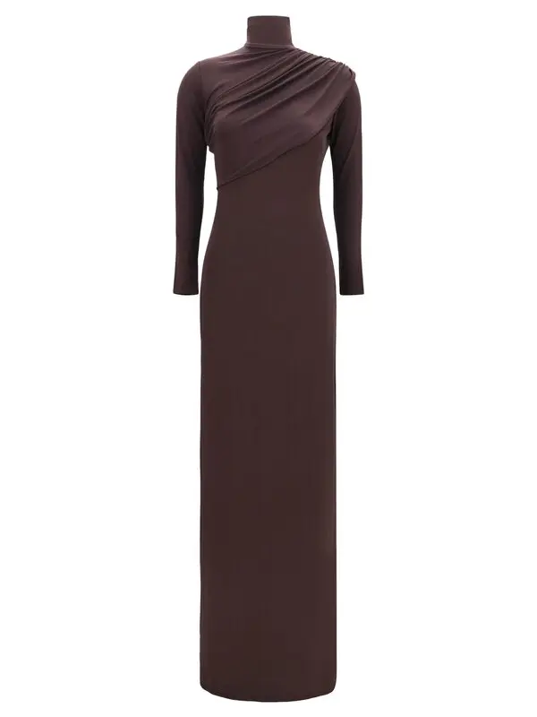 COURREGES Twist High Neck Jersey Dress - Brown