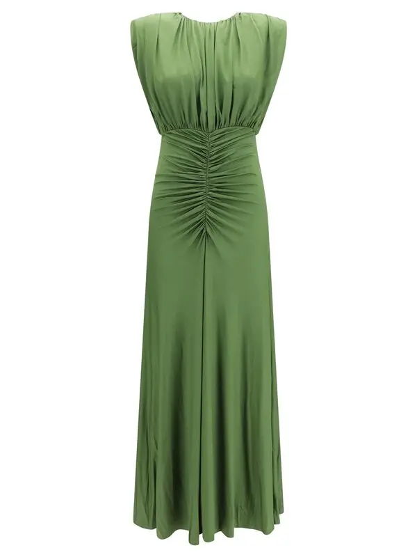 SELF-PORTRAIT Jersey Gathered Maxi Dress - Green