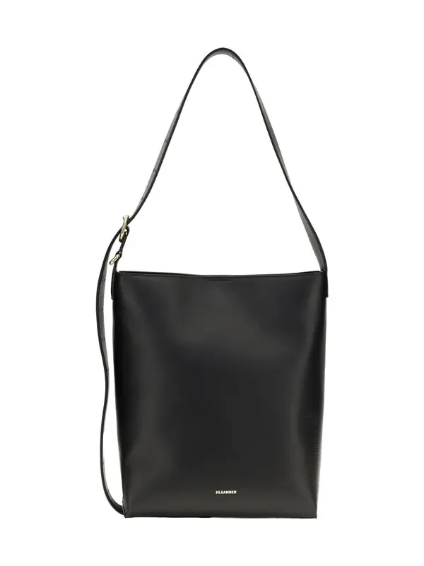 JIL SANDER Cannolo" Grained Calf Leather Shoulder Bag - Black