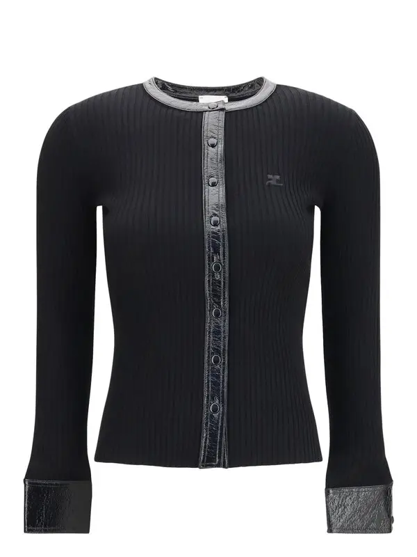 COURREGES Vinyl And Knit Cardigan - Black