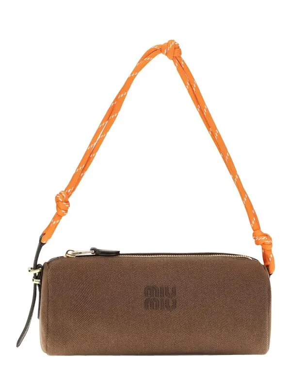 Miu Miu Embroidered Logo Shoulder Bag - Brown