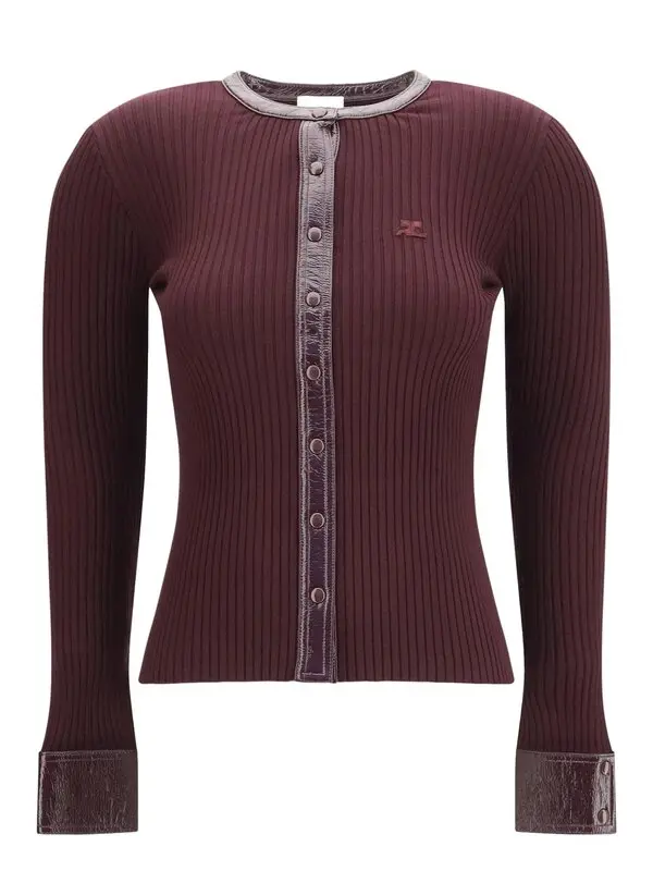 COURREGES Vinyl And Knit Cardigan - Bordeaux