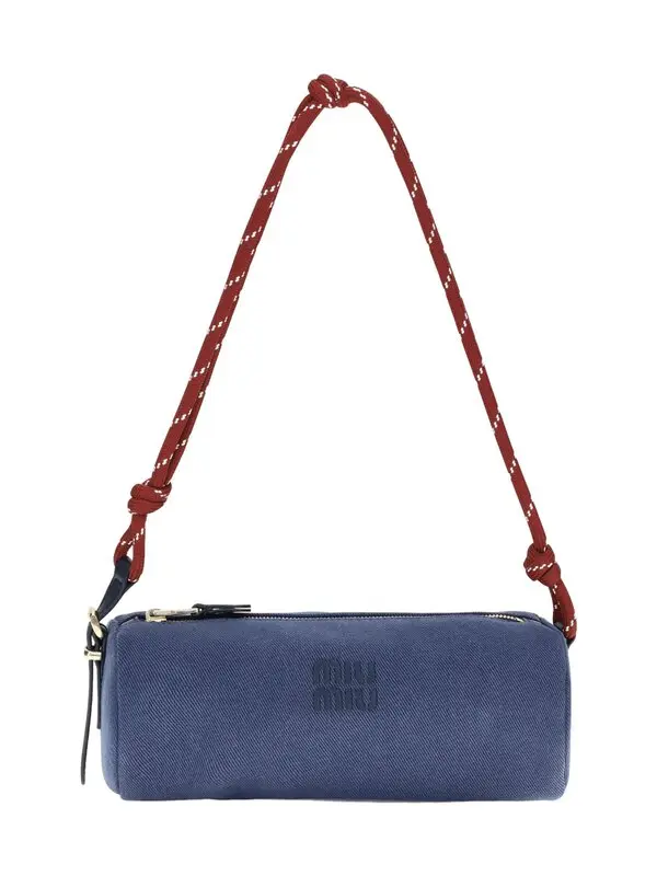 Miu Miu Embroidered Logo Shoulder Bag - Blue