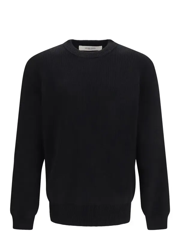 GOLDEN GOOSE Ribbed Knit Sweater With Back Logo - Black