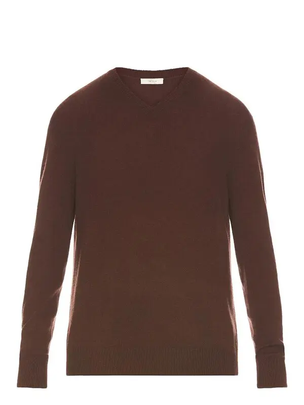 THE ROW Long-sleeved V-neck Cashmere Sweater - Chocolate