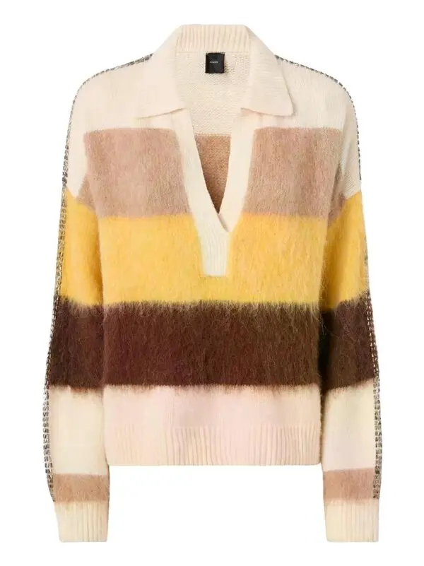 Pinko Striped Crystal-embellished Sweater - Neutrals