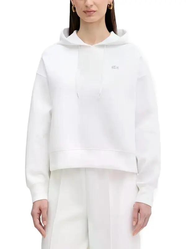 Lacoste Drawstring Hoodie With Logo Detail - White