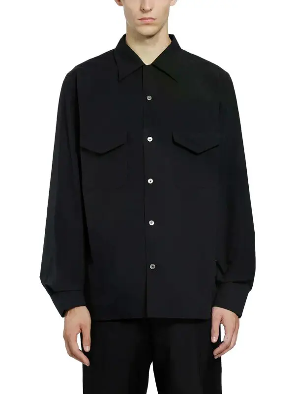 TAIGA TAKAHASHI Lot.101 Open-collar Shirt - Black