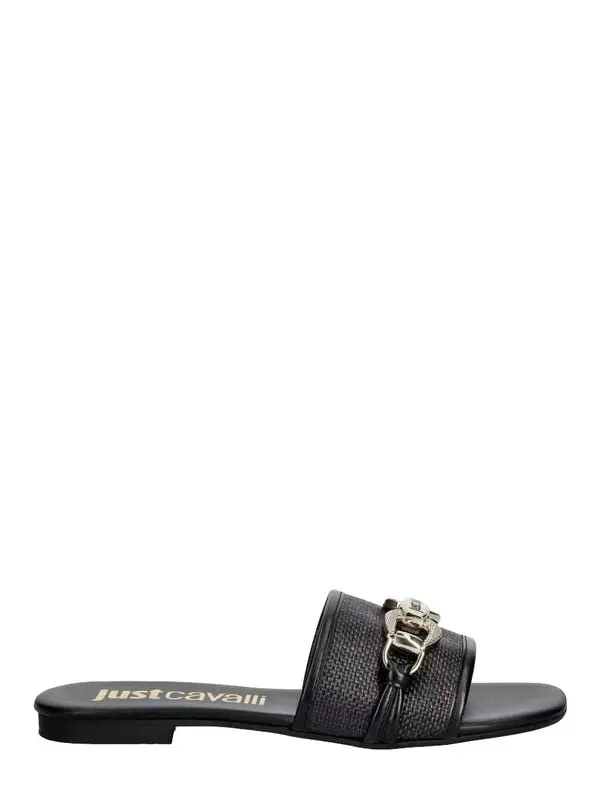 Just Cavalli Chain-link Woven Sandals - Black