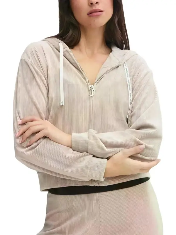 Juicy Couture Ribbed Zip-up Hoodie - Neutrals
