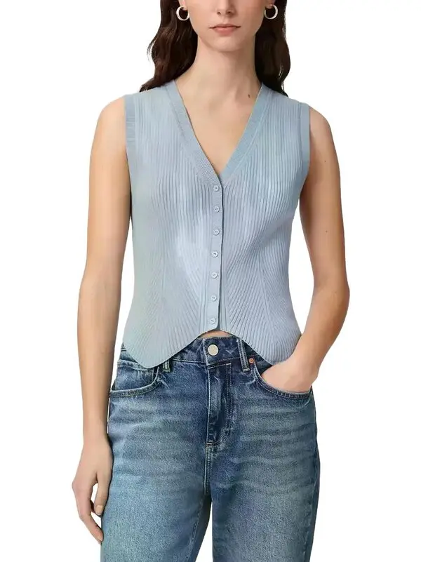 ALLSAINTS Cruz Ribbed-knit V-neck Top - Blue
